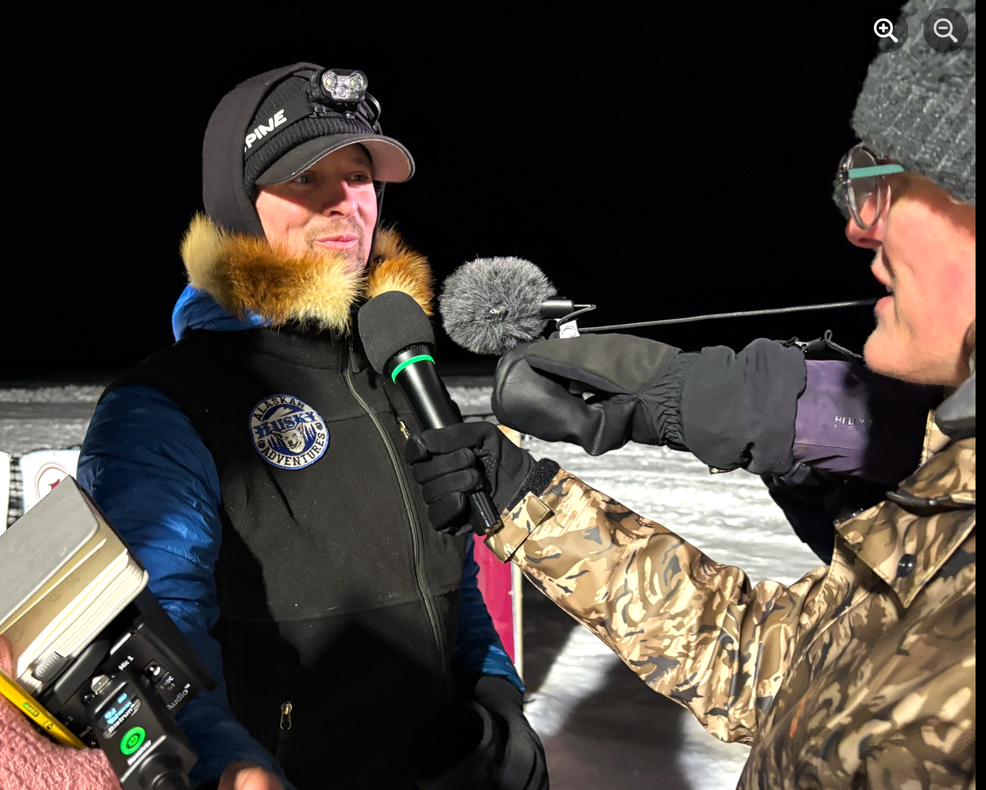Theo stays up late to greet daddy Matthew Failor at Kusko 300 finish